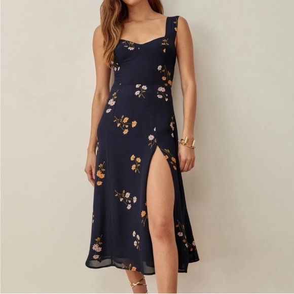 Reformation | Dresses | Reformation Fulton Blue Floral Dress Princess ...